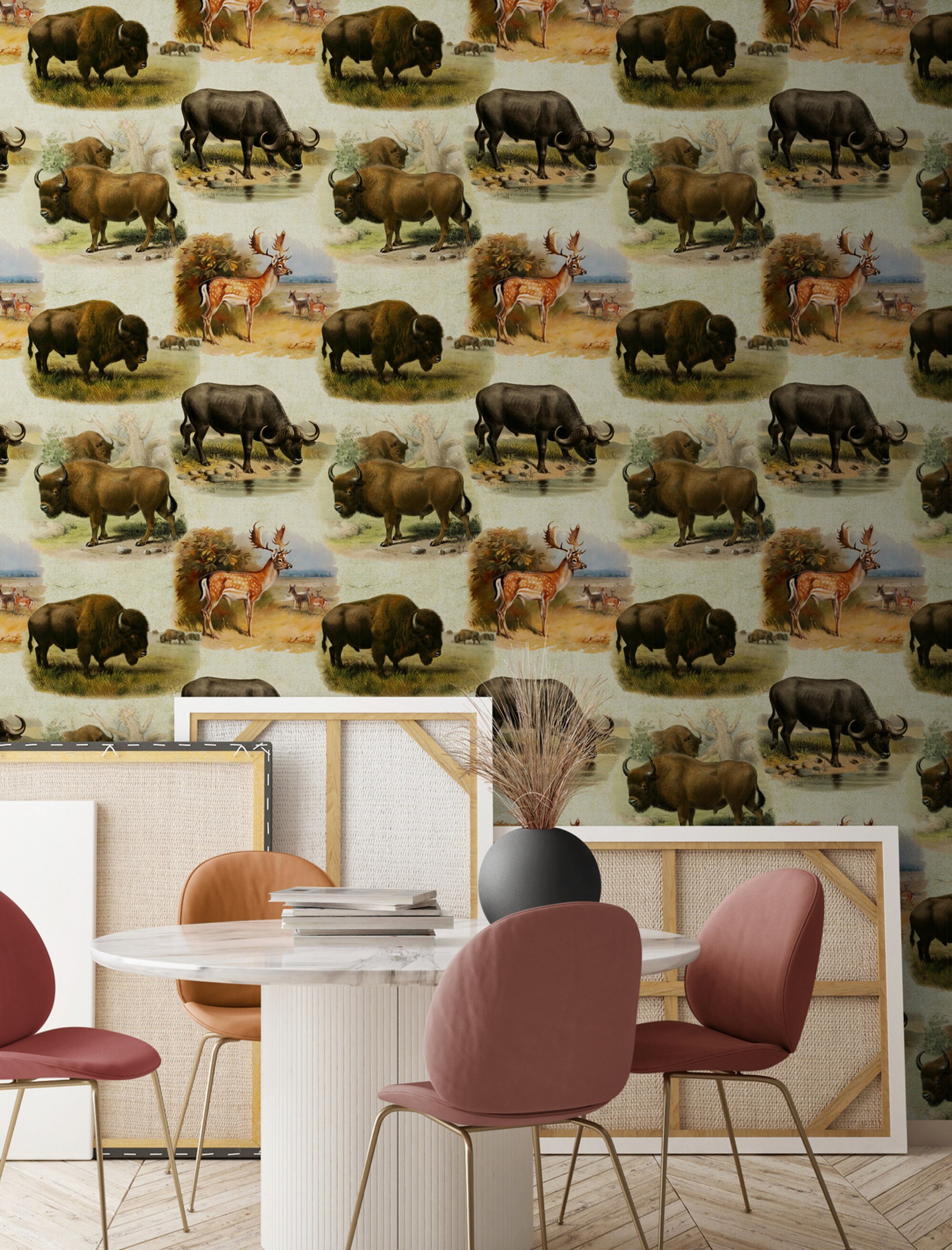 Bison Wall Decal, Buffalo Wallpaper, Western Wall Paper, Deer Wall ...