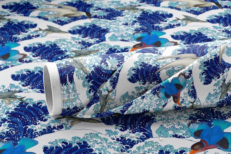 Blue Wave Japanese Fabric, Combed Cotton Pima for Quilting, Apparel ...