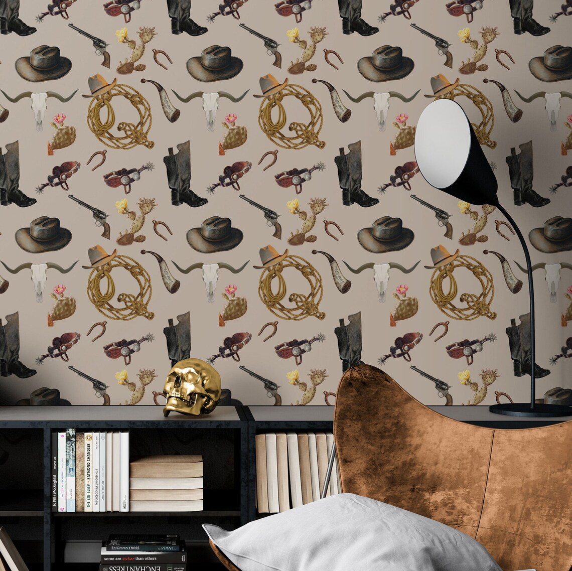 Southwestern Wallpaper Western Wall Paper Cowboy Wall Decal | Etsy