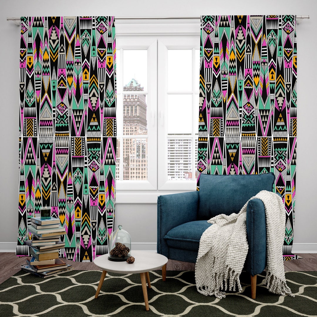 Boho Window Curtains, Southwestern Window Curtains, Aztec Décor, Native ...
