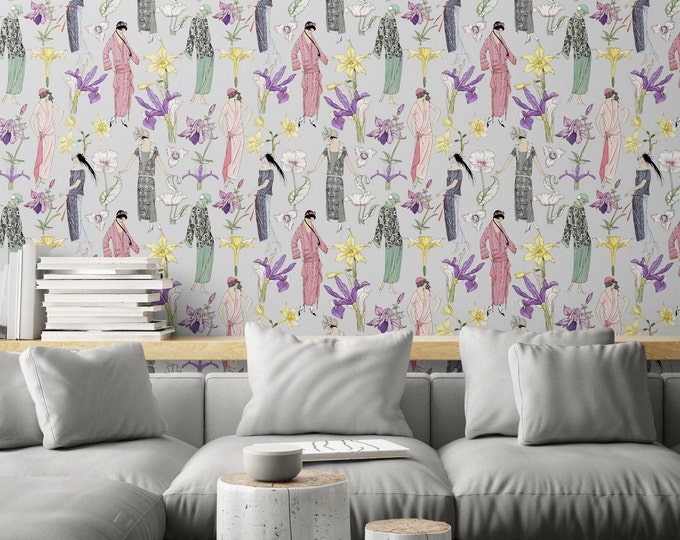 Art Deco Catsby metallic Silver, Cream & Gold Wallpaper - Etsy