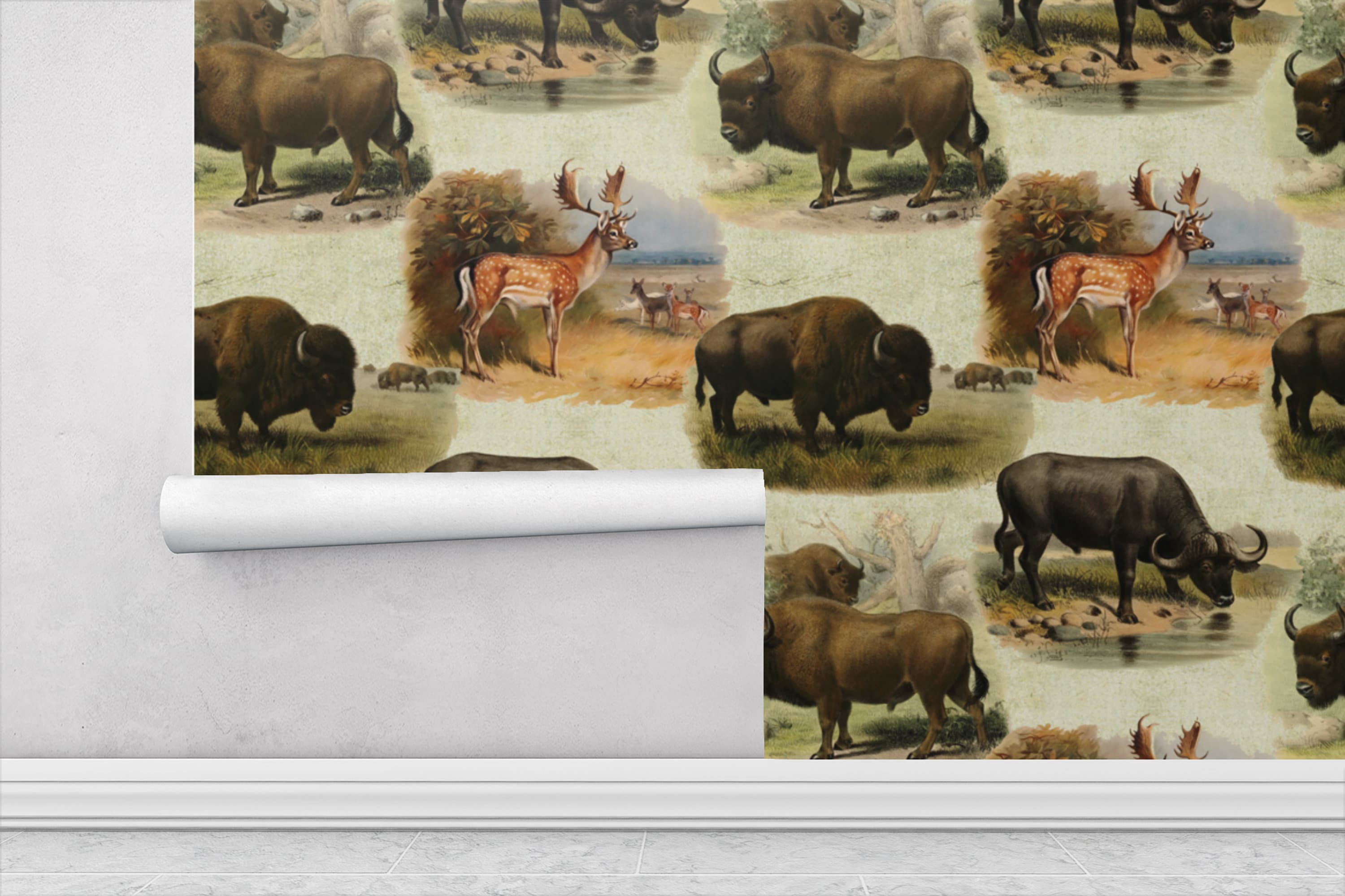 Bison Wall Decal, Buffalo Wallpaper, Western Wall Paper, Deer Wall ...