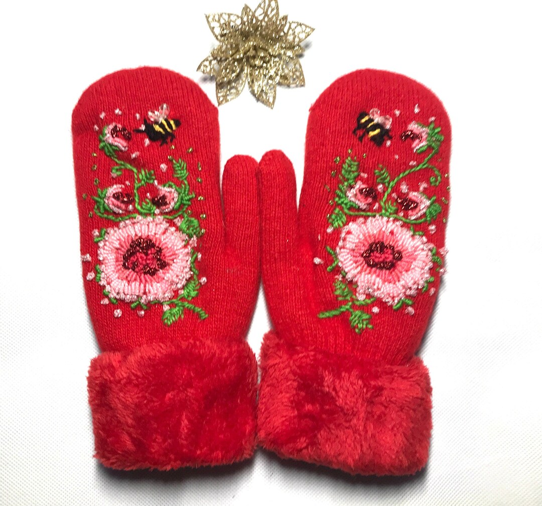 New Collection. Winter Wool and Cashmere Mittens Two Layers for Extra ...
