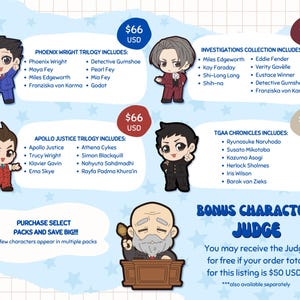 Ace Attorney Rubber Keychains - Phoenix, Miles, Apollo, Ryunosuke, Etc ...
