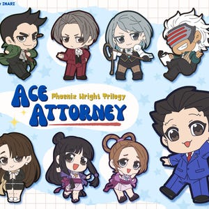 Ace Attorney Rubber Keychains - Phoenix, Miles, Apollo, Ryunosuke, Etc ...