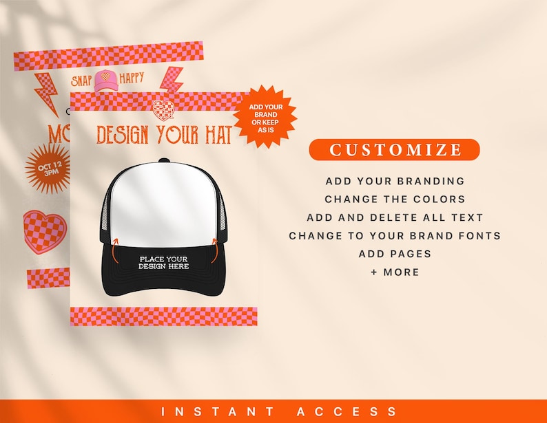 Trucker Hat Bar Signage Canva Template, Editable Hat Instruction ...