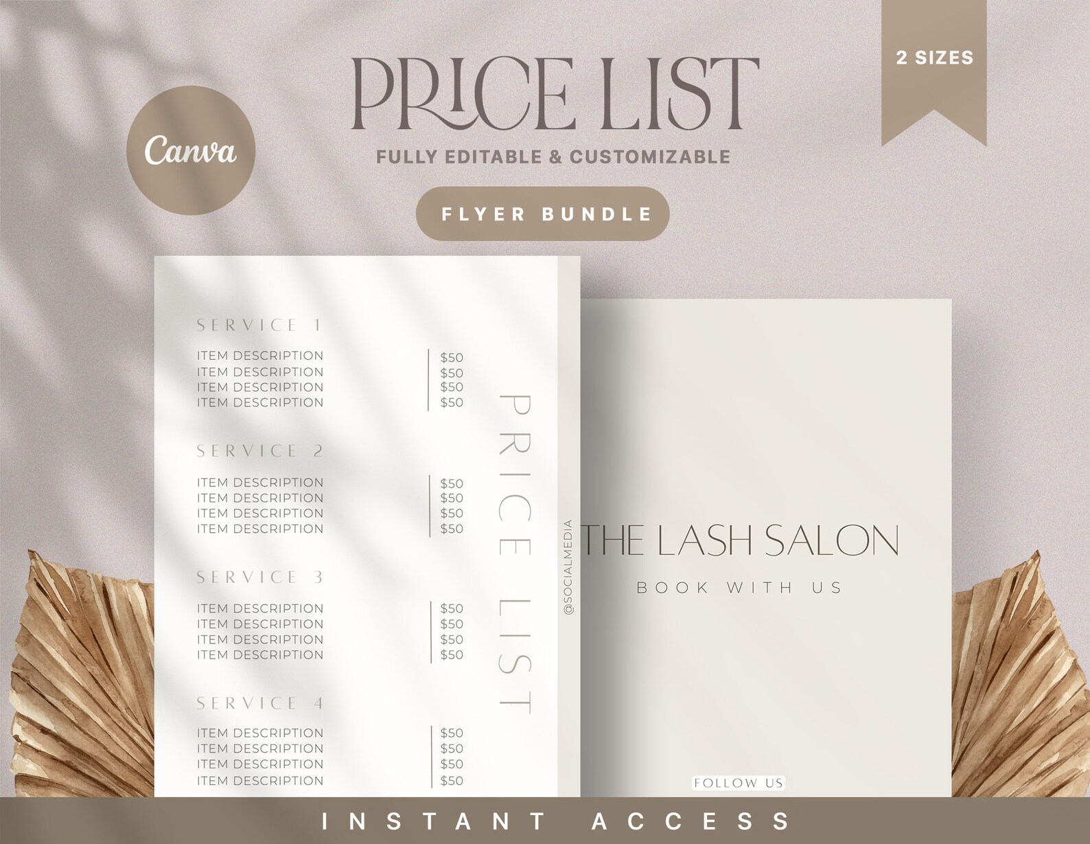 Canva Neutral Lash Price List Design Templates, Pre Made Lash Price ...