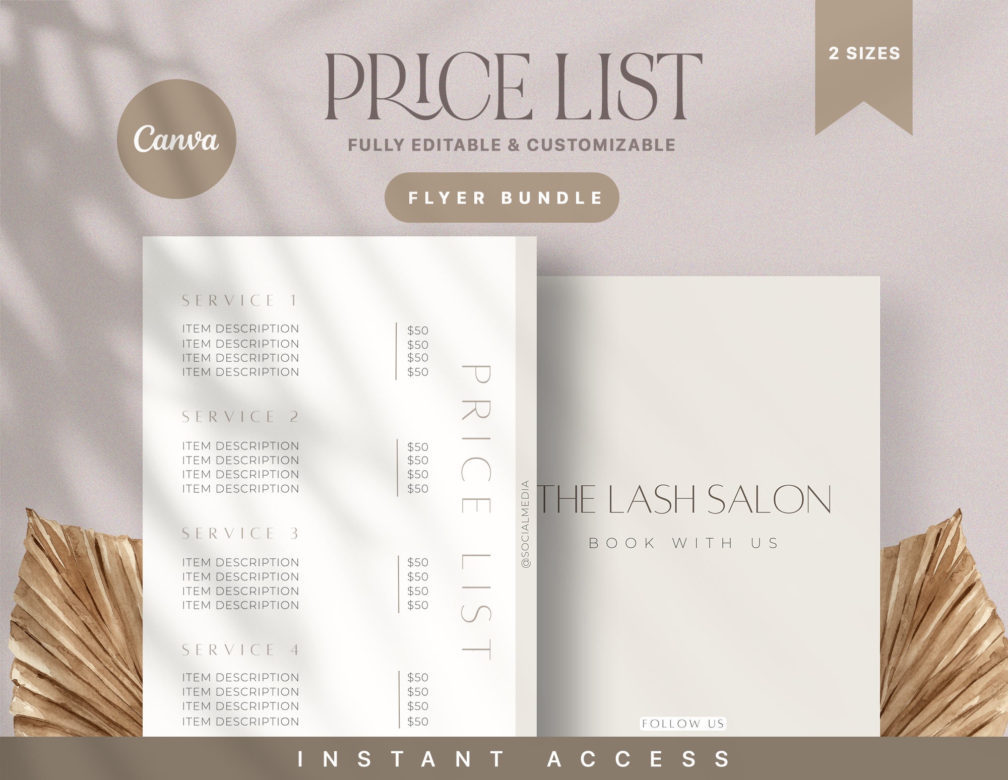 Canva Neutral Lash Price List Design Templates, Pre Made Lash Price ...