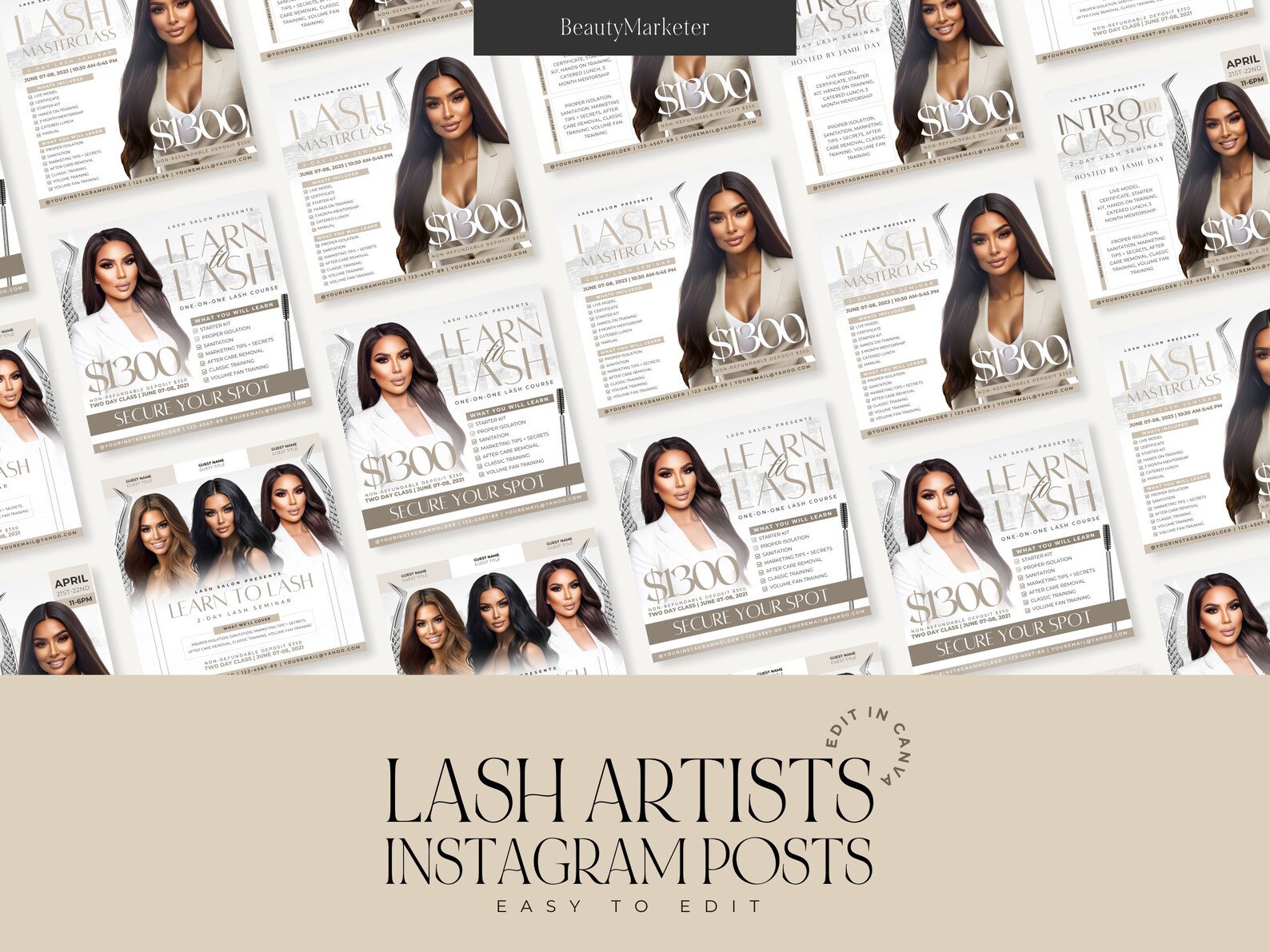 Lash Class Flyer Set, Course Flyer, Lash Training Course, Book Now ...