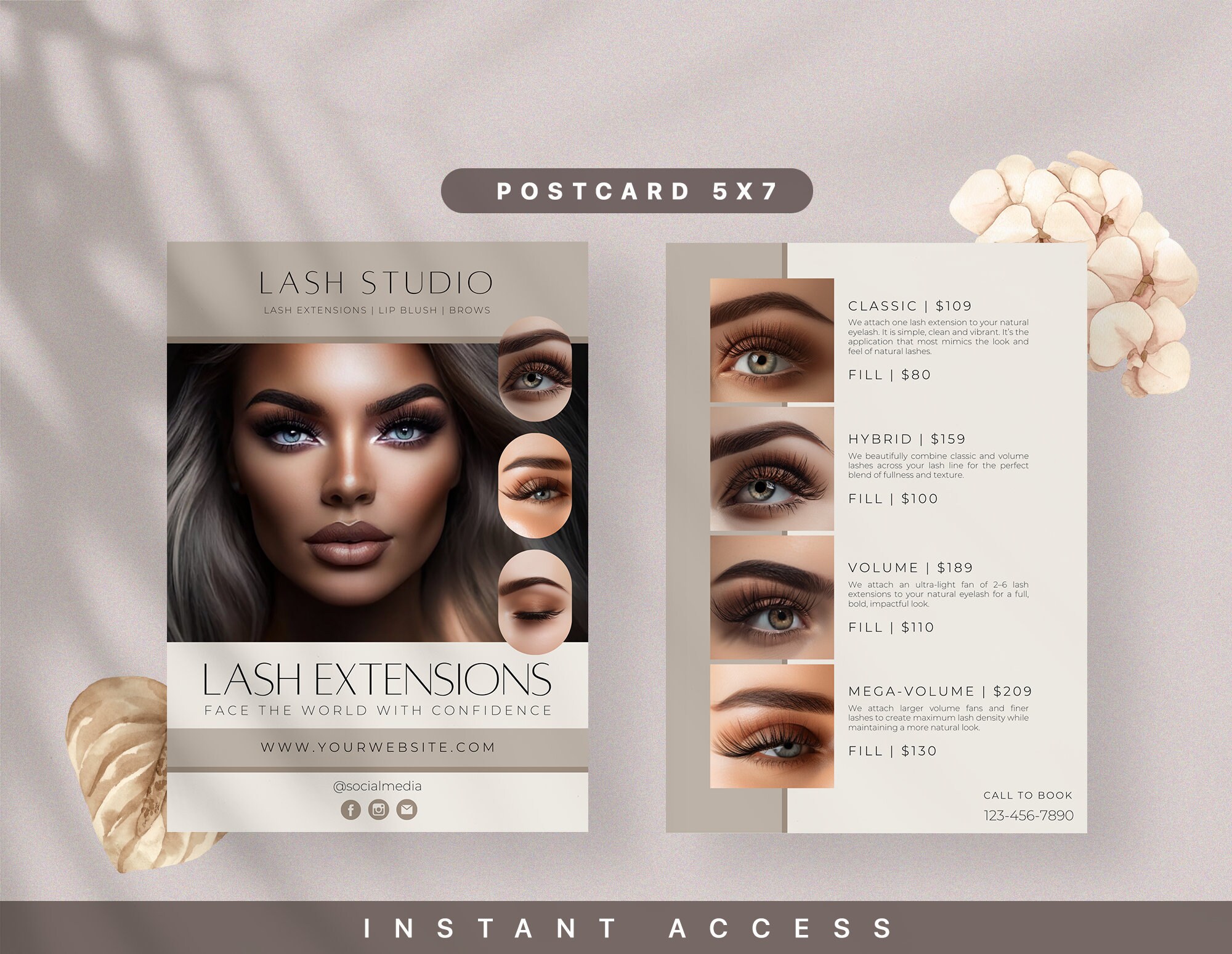 Canva Neutral Lash Price List Design Templates, Pre Made Lash Price ...