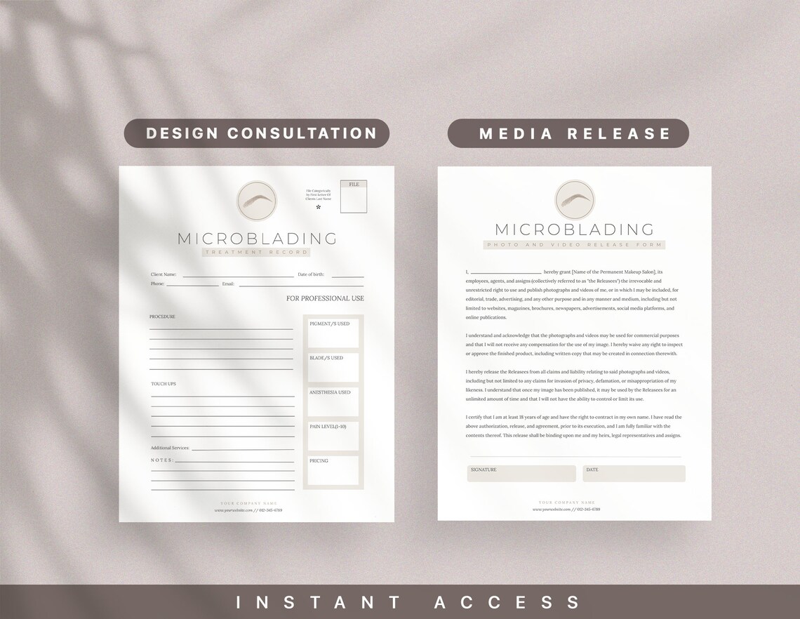 PMU Forms Canva Microblading Forms Editable Esthetician - Etsy