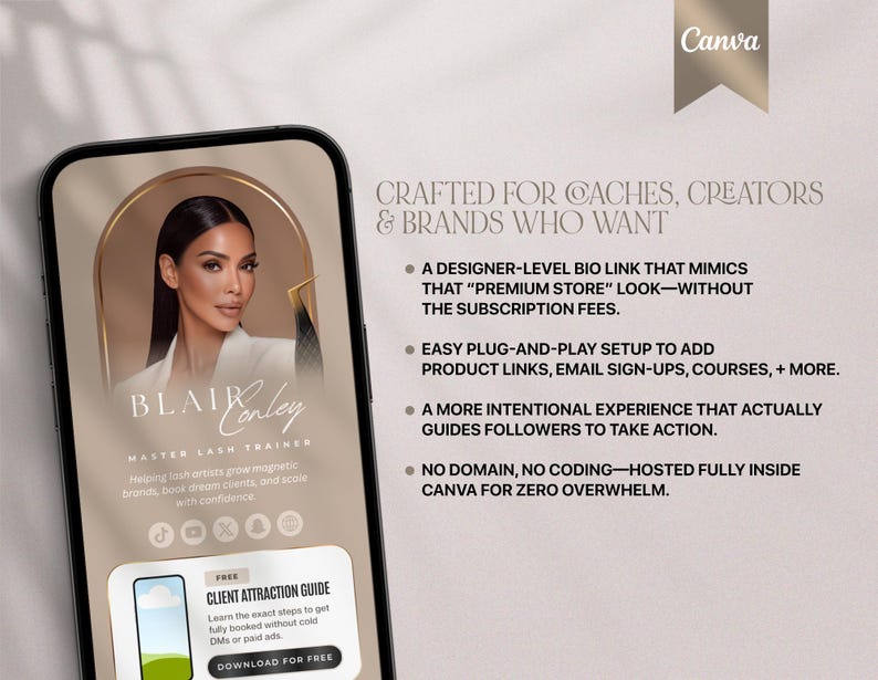 Canva Link in Bio Template: Medspa, Esthetician, Lash (digital Download ...