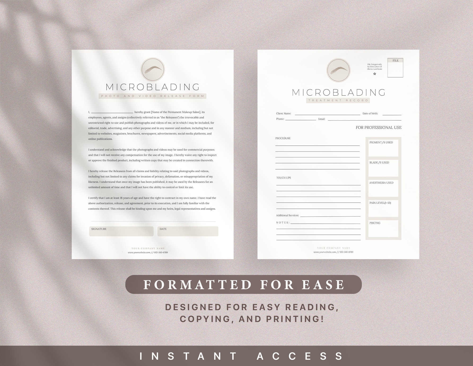 PMU Forms, Canva Microblading Forms, Editable Esthetician Templates ...