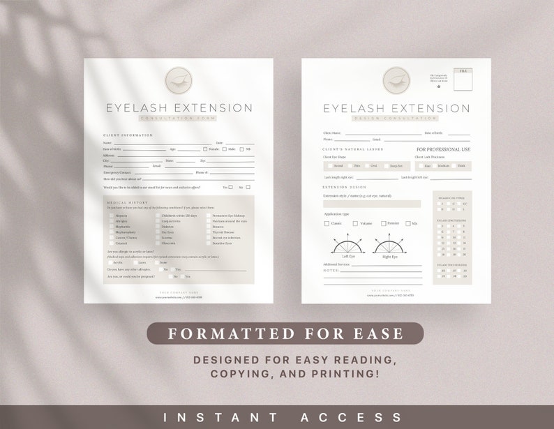 Eyelash Extension Forms, Editable Lash Consent Templates, Lash Tech ...