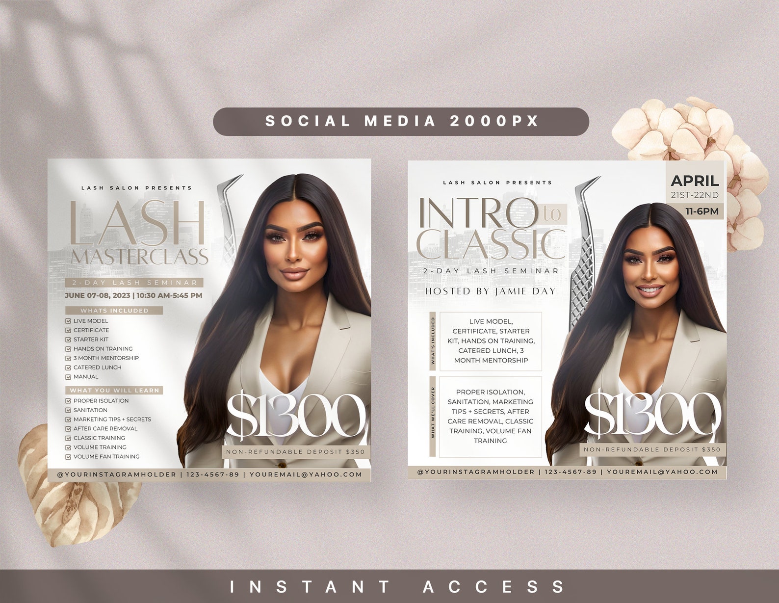 Lash Class Flyer Set, Course Flyer, Lash Training Course, Book Now ...