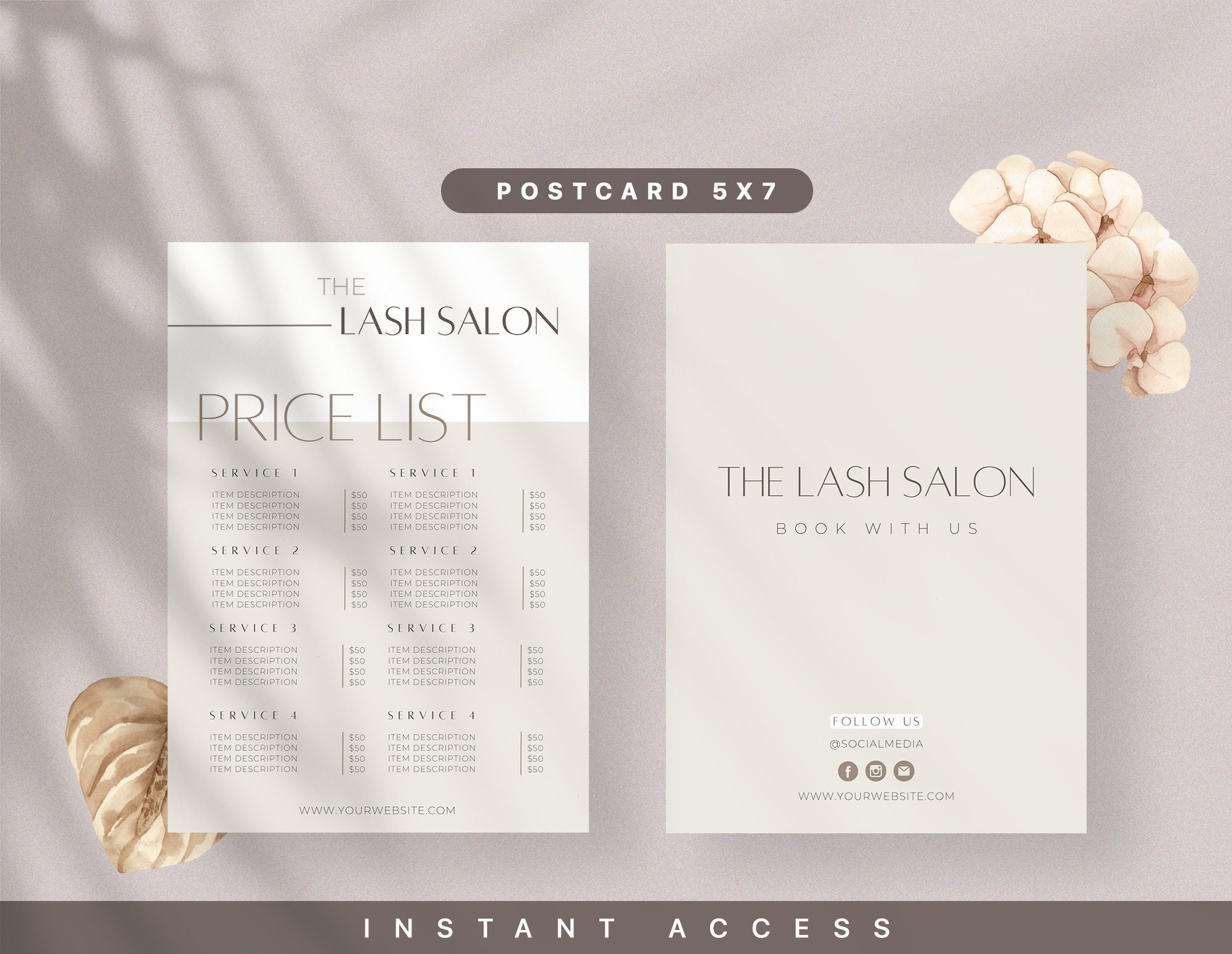 Canva Neutral Lash Price List Design Templates Pre Made Lash - Etsy