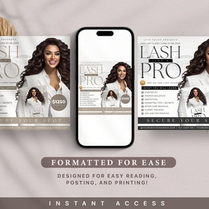 Lash Class Flyer and Manual Cover | Course Flyer | Lash Training Course ...