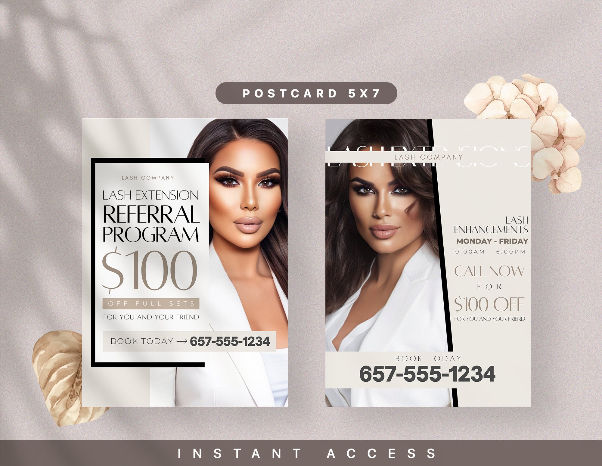 DIY Canva Beauty Referral Card, Lash Artist Referral Postcard Design ...