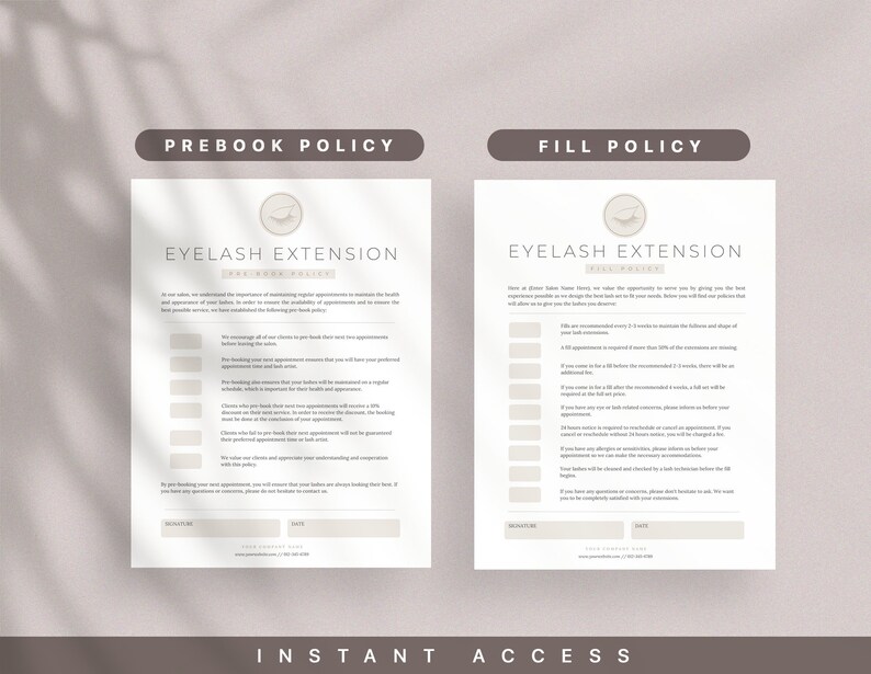 Eyelash Extension Forms, Editable Lash Consent Templates, Lash Tech ...