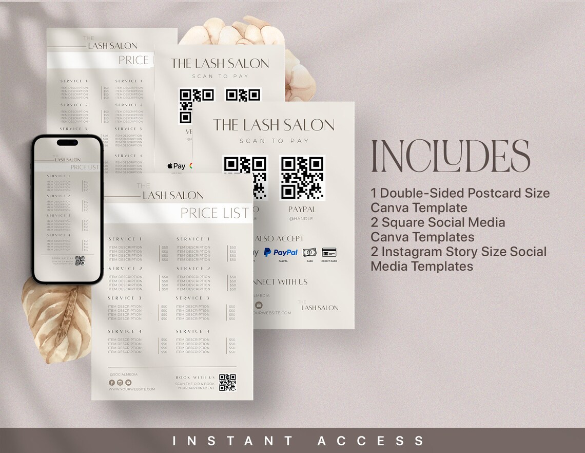 Canva Neutral Lash Price List Design Templates, Pre Made Lash Price ...