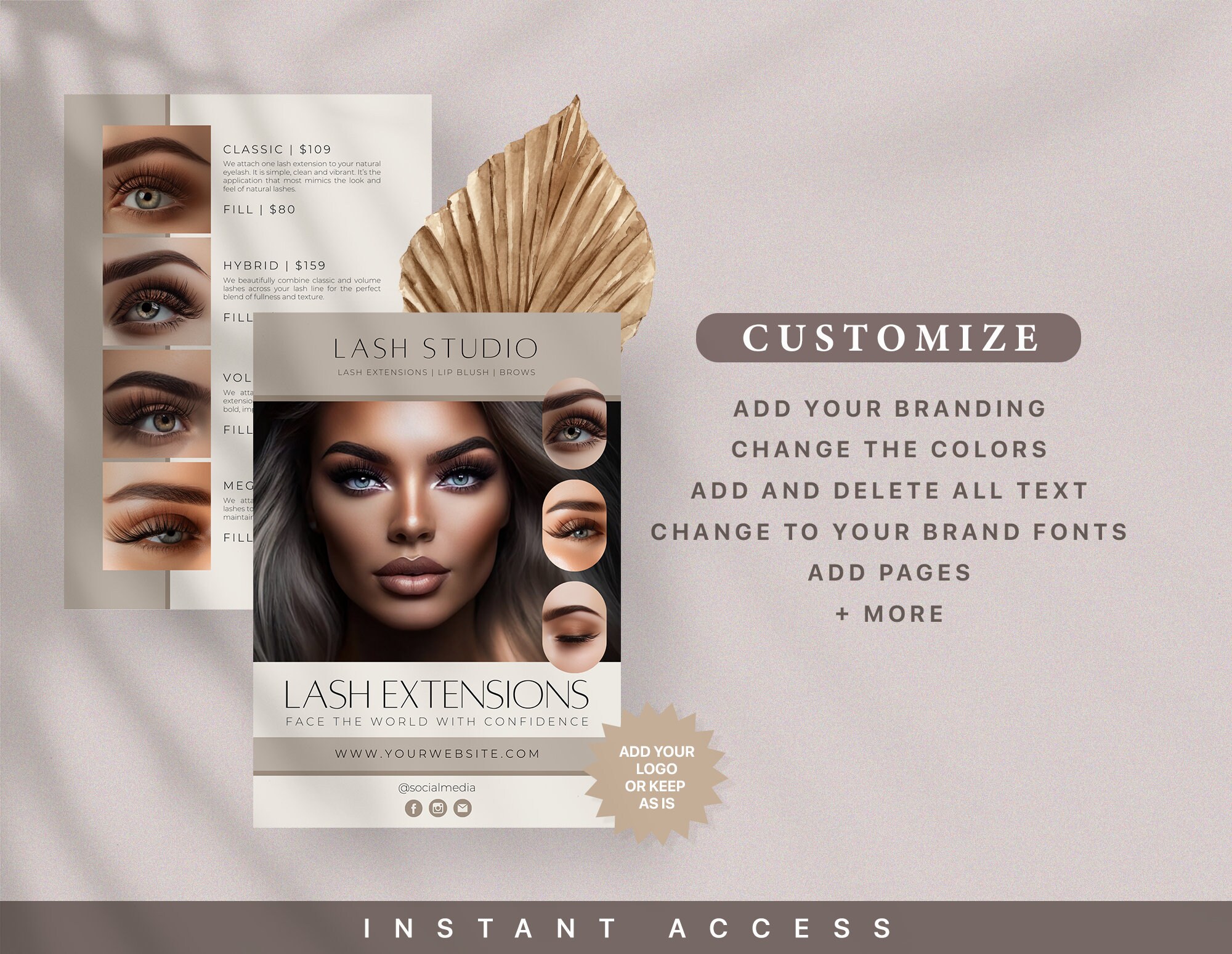 Canva Neutral Lash Price List Design Templates, Pre Made Lash Price ...