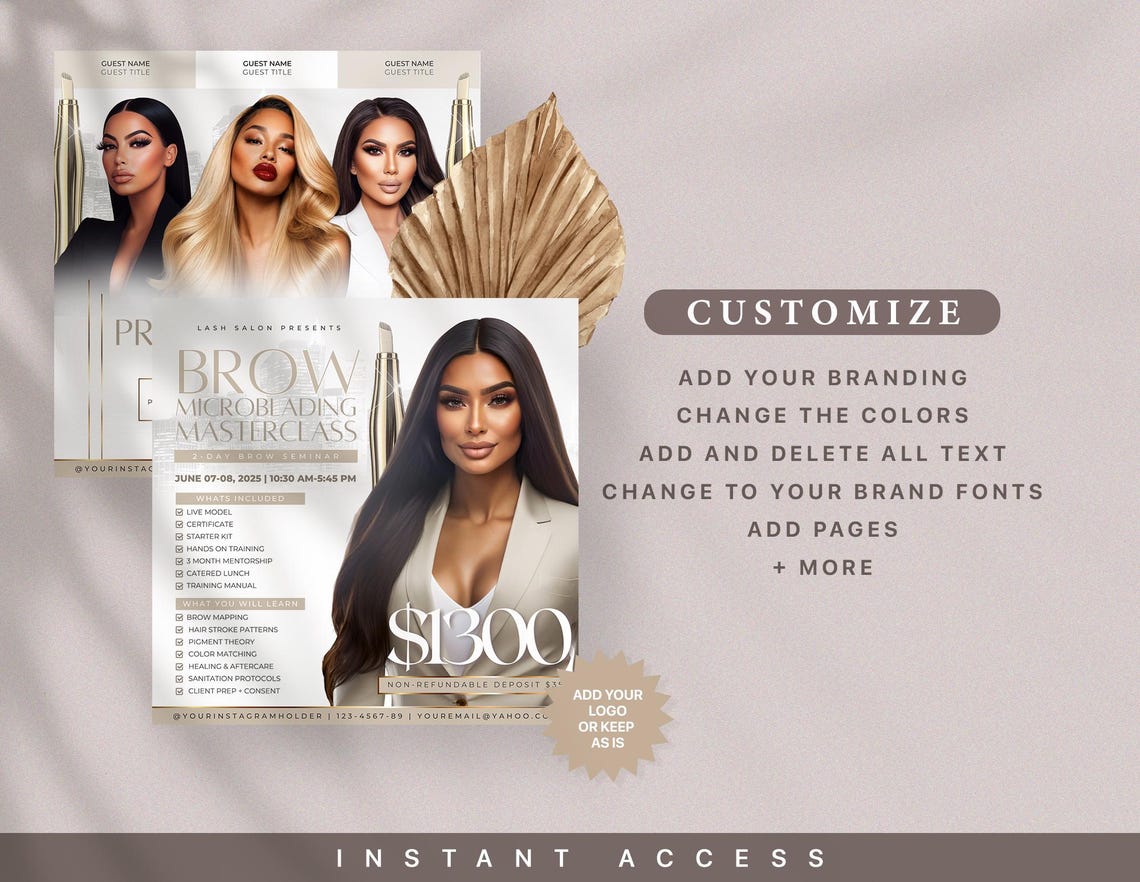 Microblading Brow Class Flyer Set: Editable Canva Templates ...