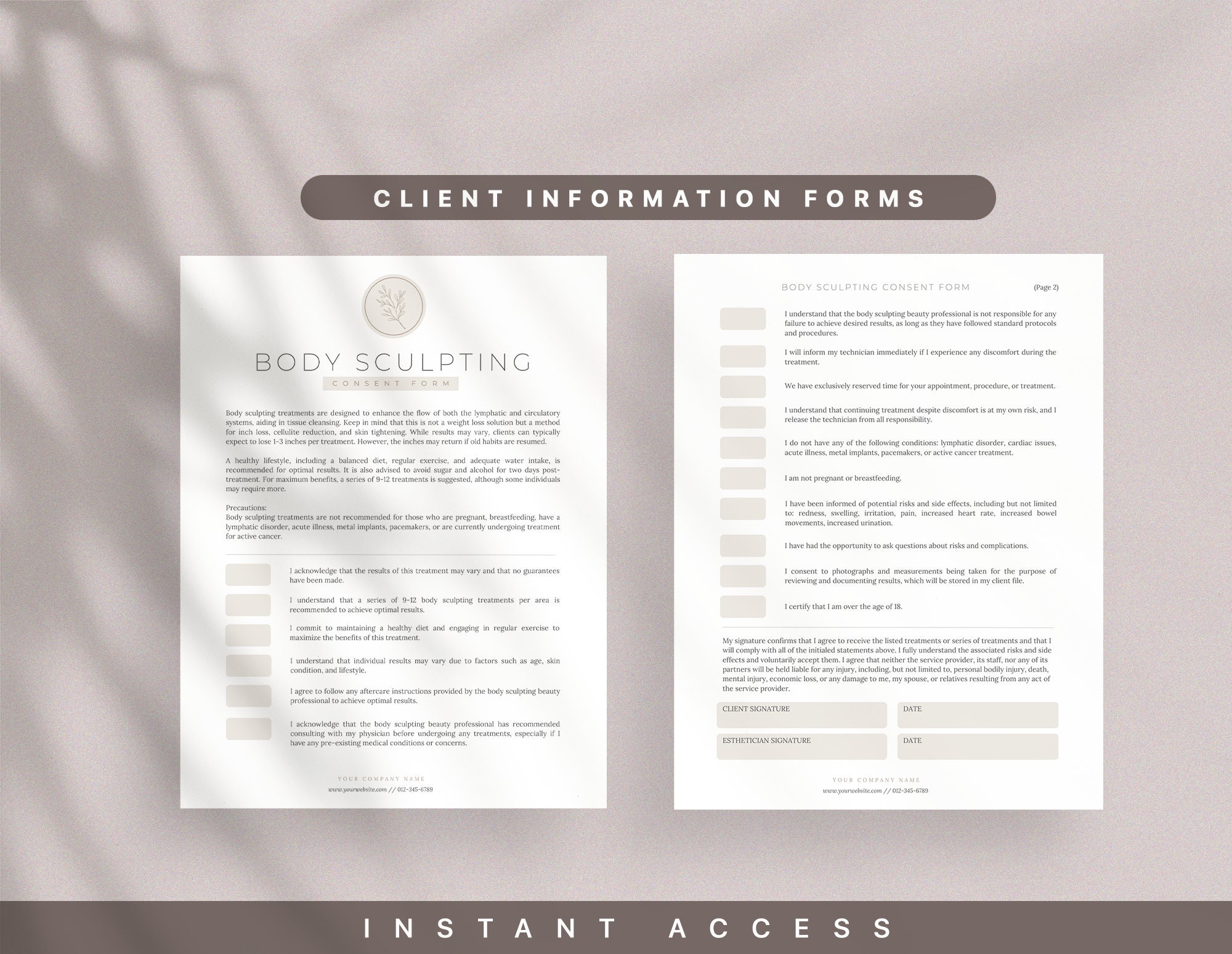 Body Sculpting Forms Edit in Canva Esthetician Business Forms Body ...