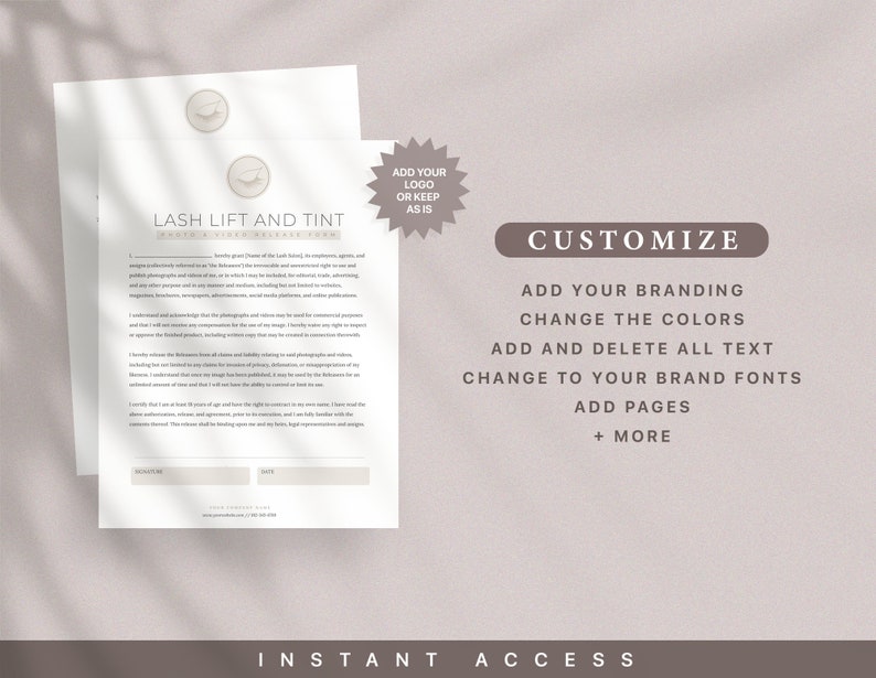 Lash Lift Consent, Canva Template, Lash Lift and Tint Aftercare, Lash ...