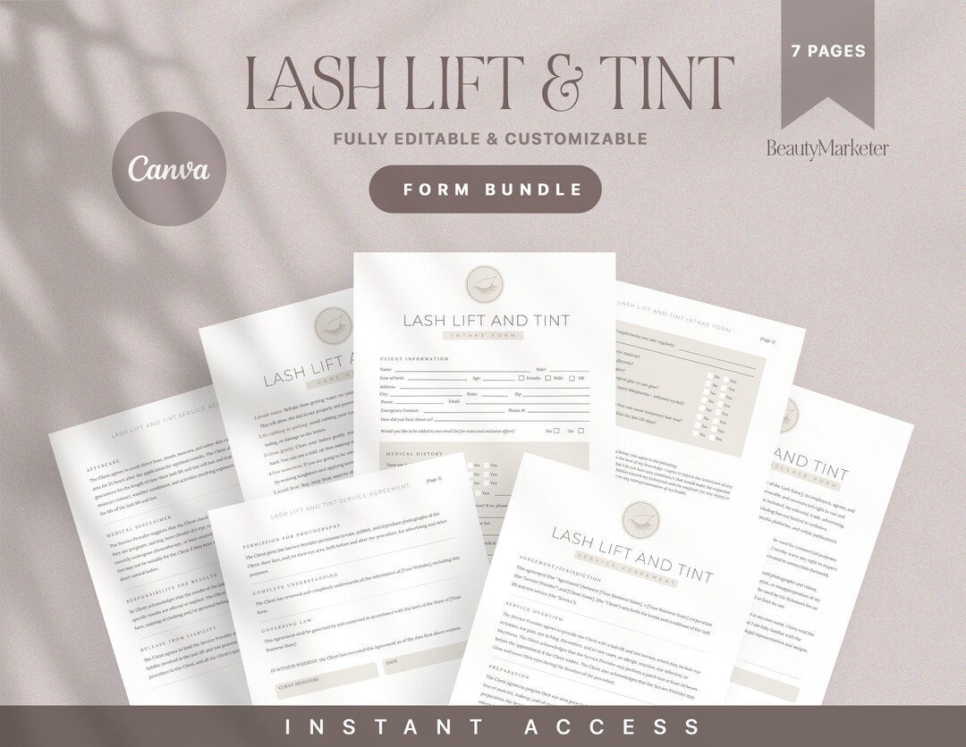 Lash Lift Consent, Canva Template, Lash Lift and Tint Aftercare, Lash ...