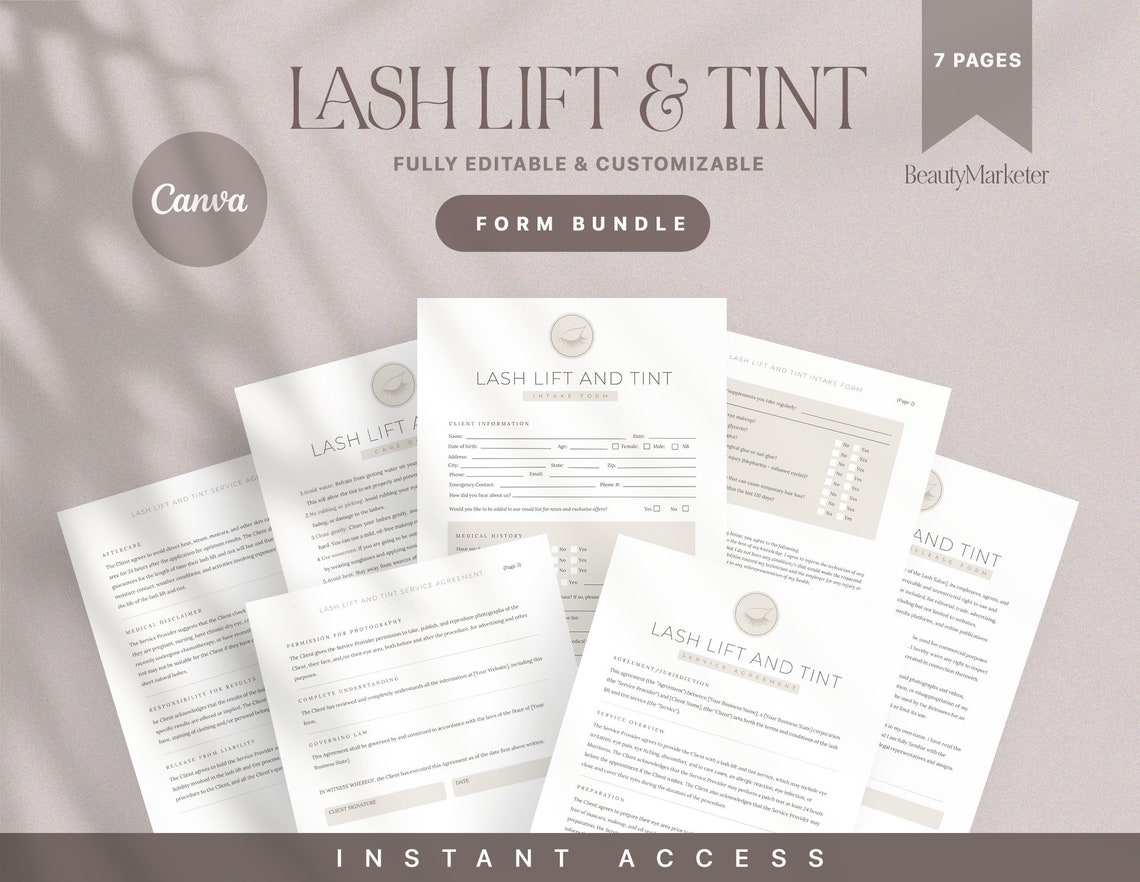 Lash Lift Consent, Canva Template, Lash Lift and Tint Aftercare, Lash ...