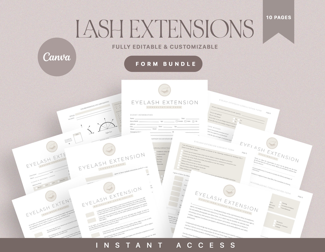 Eyelash Extension Forms, Editable Lash Consent Templates, Lash Tech ...