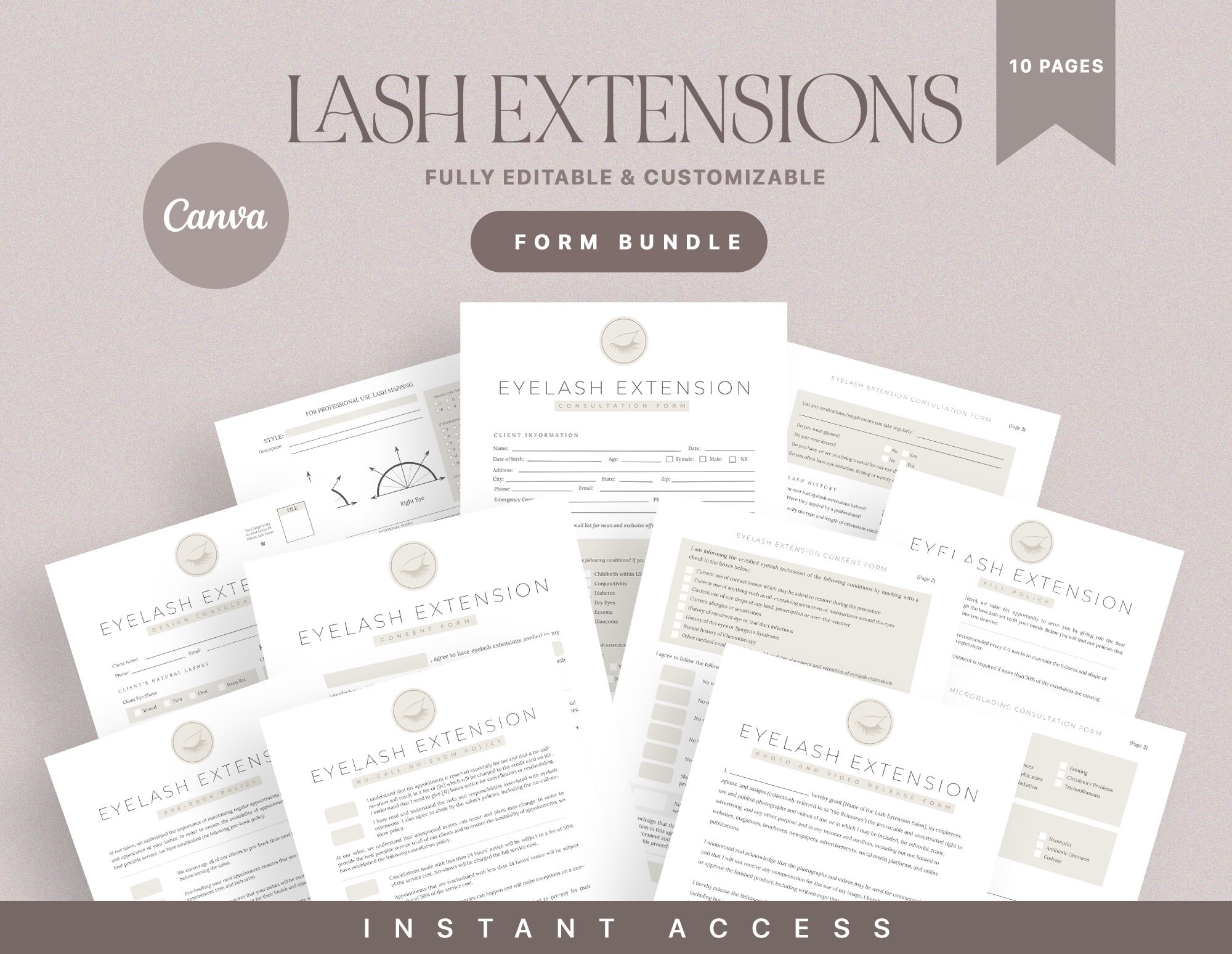 Eyelash Extension Forms, Editable Lash Consent Templates, Lash Tech ...