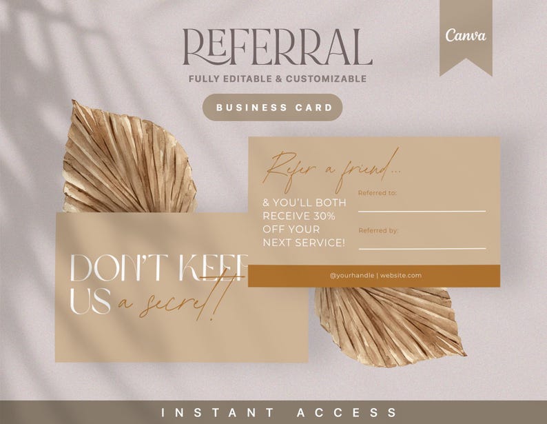 Salon Referral Card Template: Hair, Nail, Lash Tech (canva Editable ...
