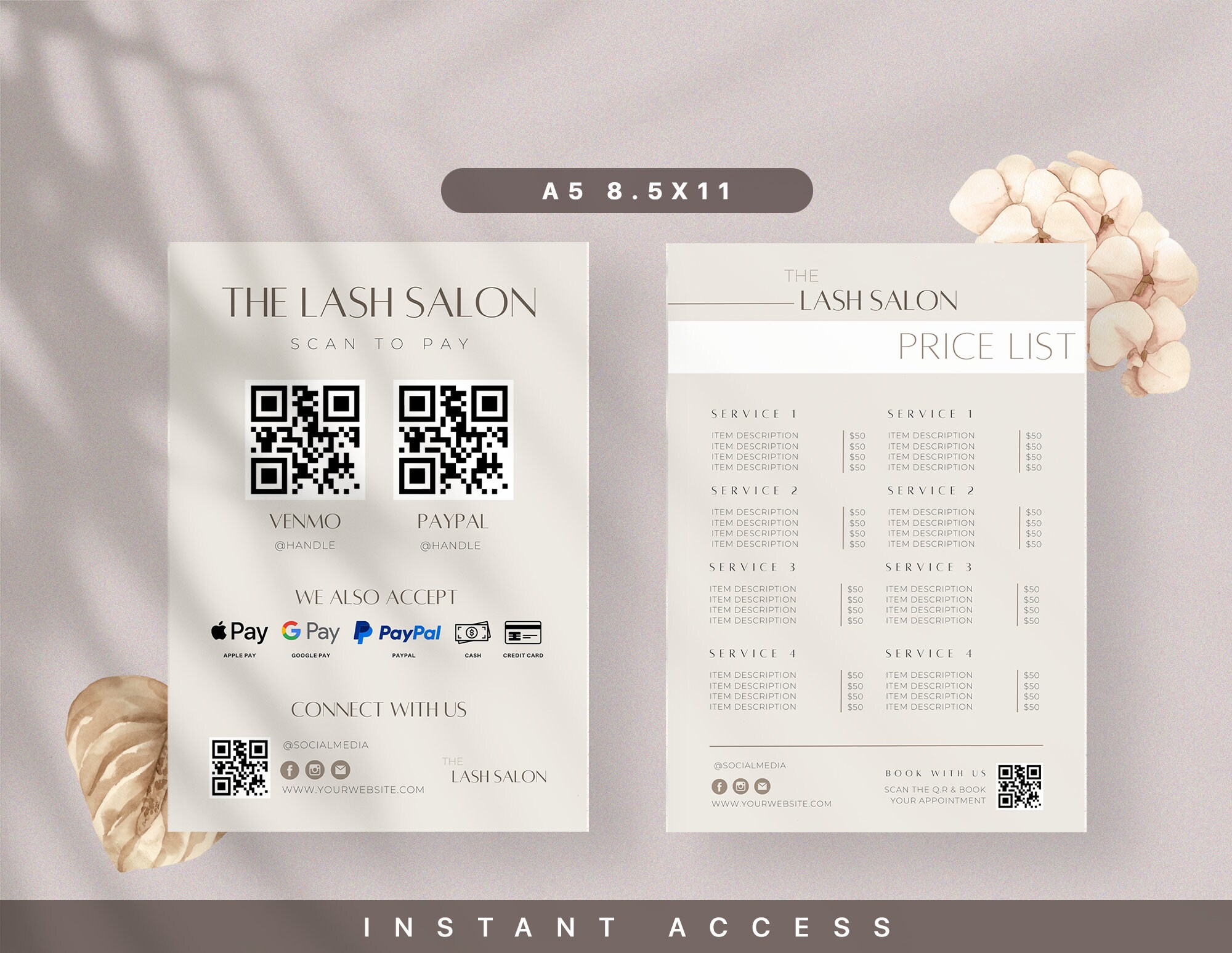 Canva Neutral Lash Price List Design Templates, Pre Made Lash Price ...