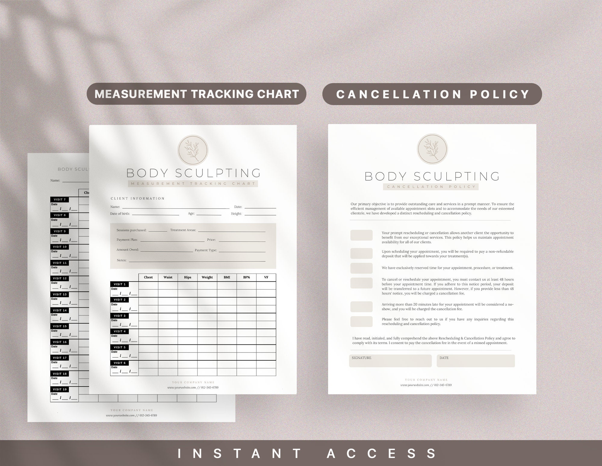Body Sculpting Forms | Edit in Canva | Esthetician Business Forms ...