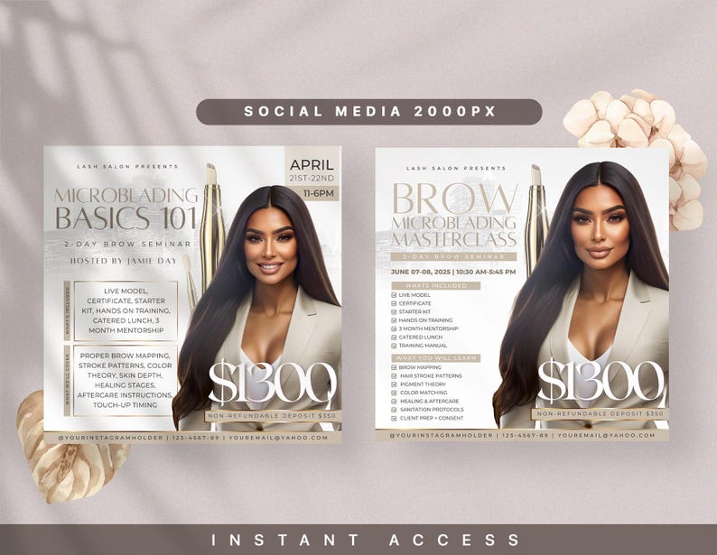 Microblading Brow Class Flyer Set: Editable Canva Templates ...