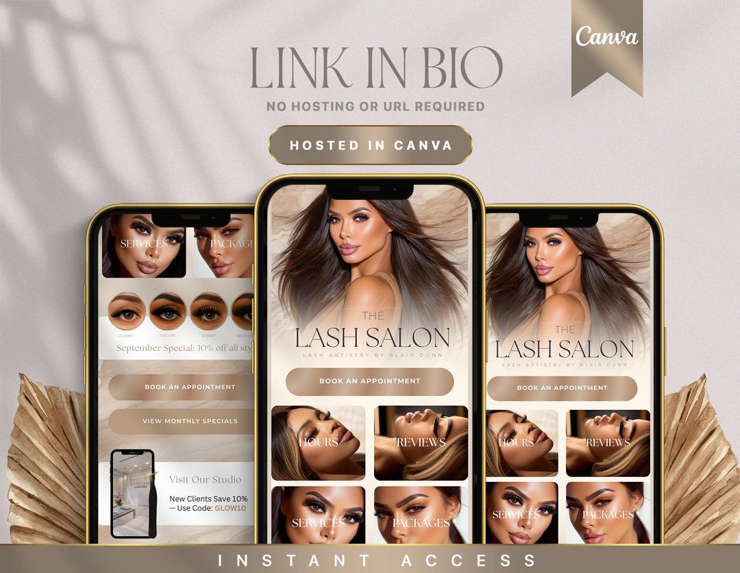 Canva Link in Bio Template: Luxe Instagram Landing Page - Etsy