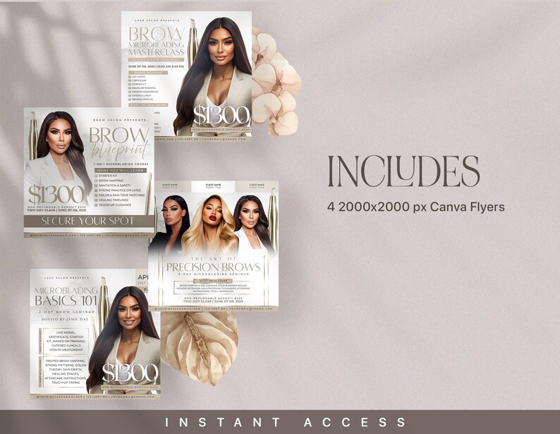 Microblading Brow Class Flyer Set: Editable Canva Templates ...