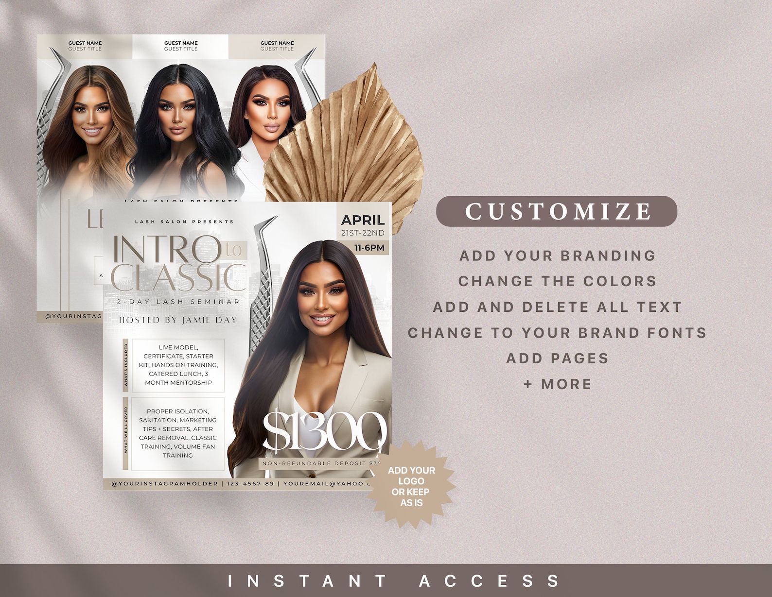 Lash Class Flyer Set, Course Flyer, Lash Training Course, Book Now ...