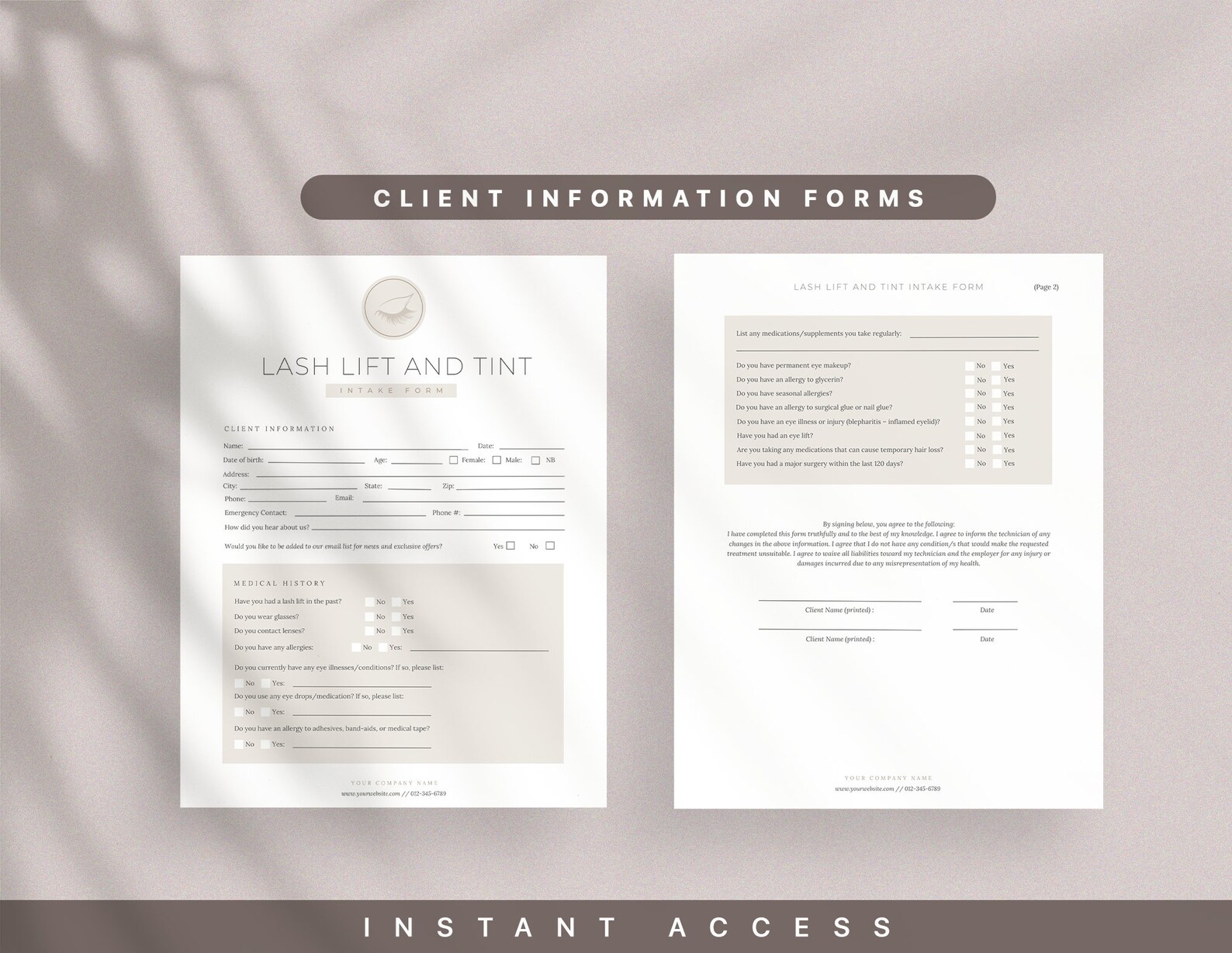 Lash Lift Consent, Canva Template, Lash Lift and Tint Aftercare, Lash ...