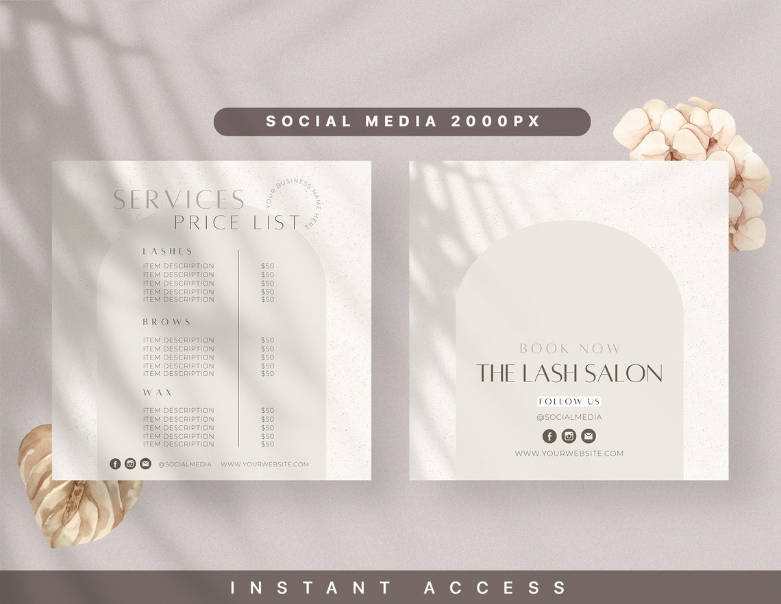 Canva Neutral Lash Price List Design Templates, Pre Made Lash Price ...