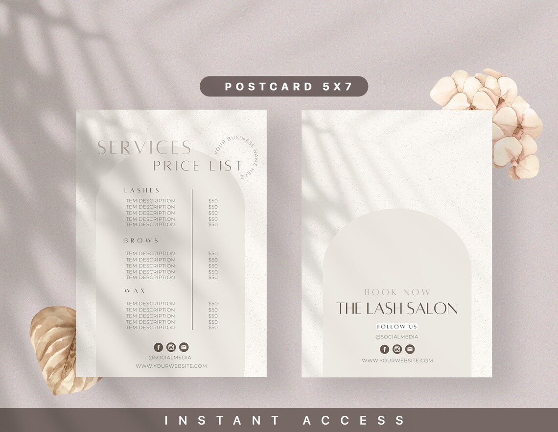 Canva Neutral Lash Price List Design Templates, Pre Made Lash Price ...