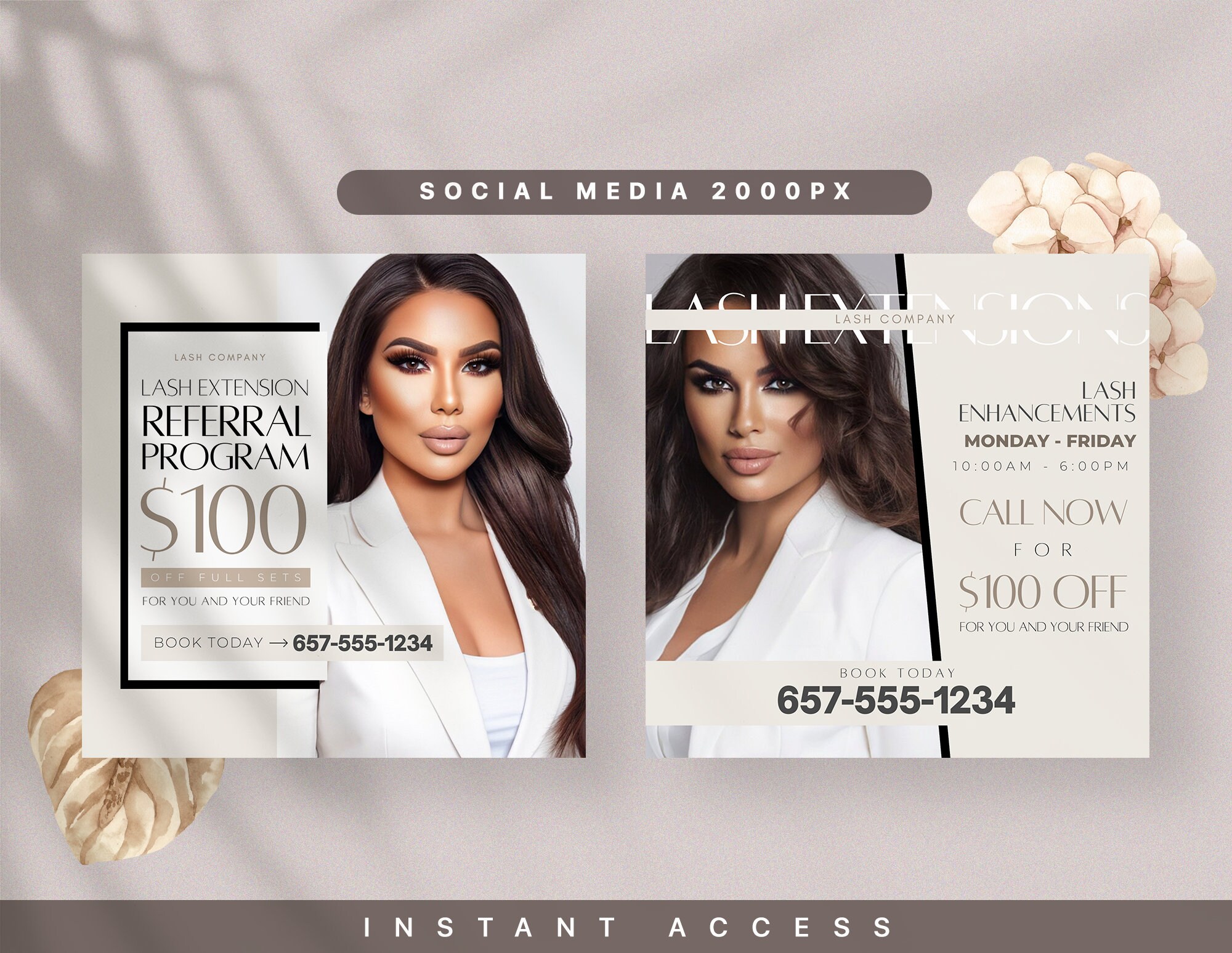 DIY Canva Beauty Referral Card, Lash Artist Referral Postcard Design ...