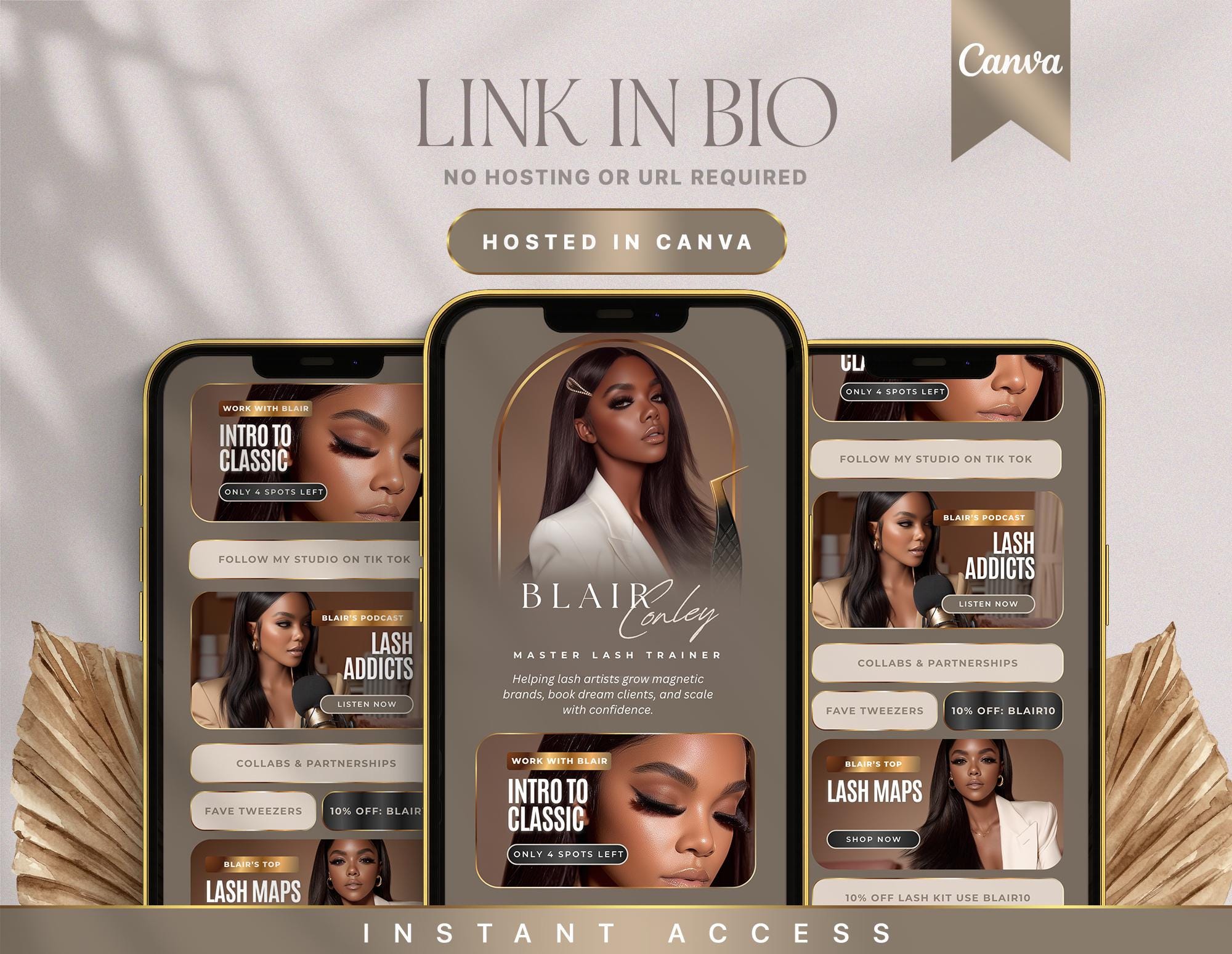 Canva Link in Bio Template: Luxe Instagram Landing Page - Etsy