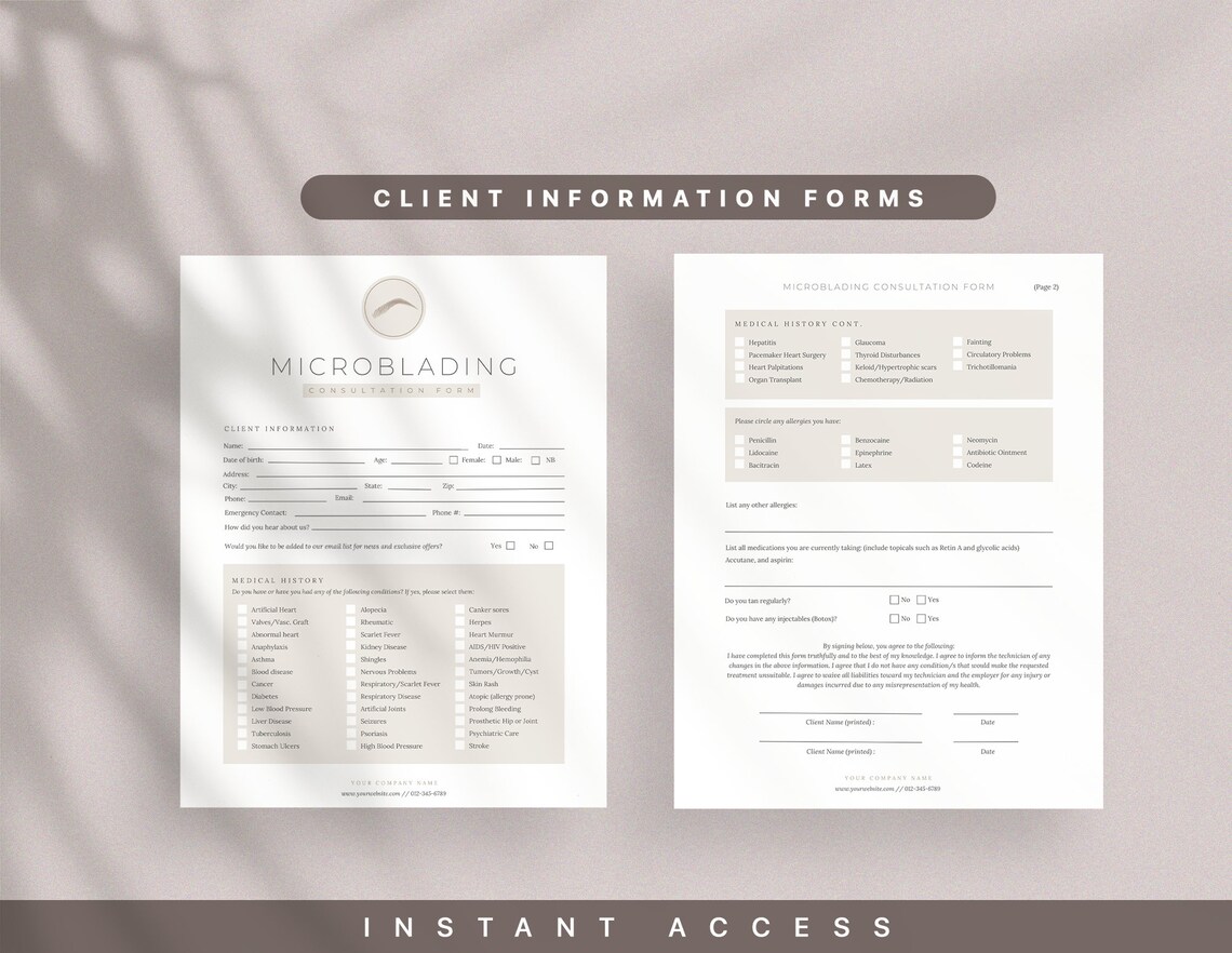 PMU Forms Canva Microblading Forms Editable Esthetician - Etsy