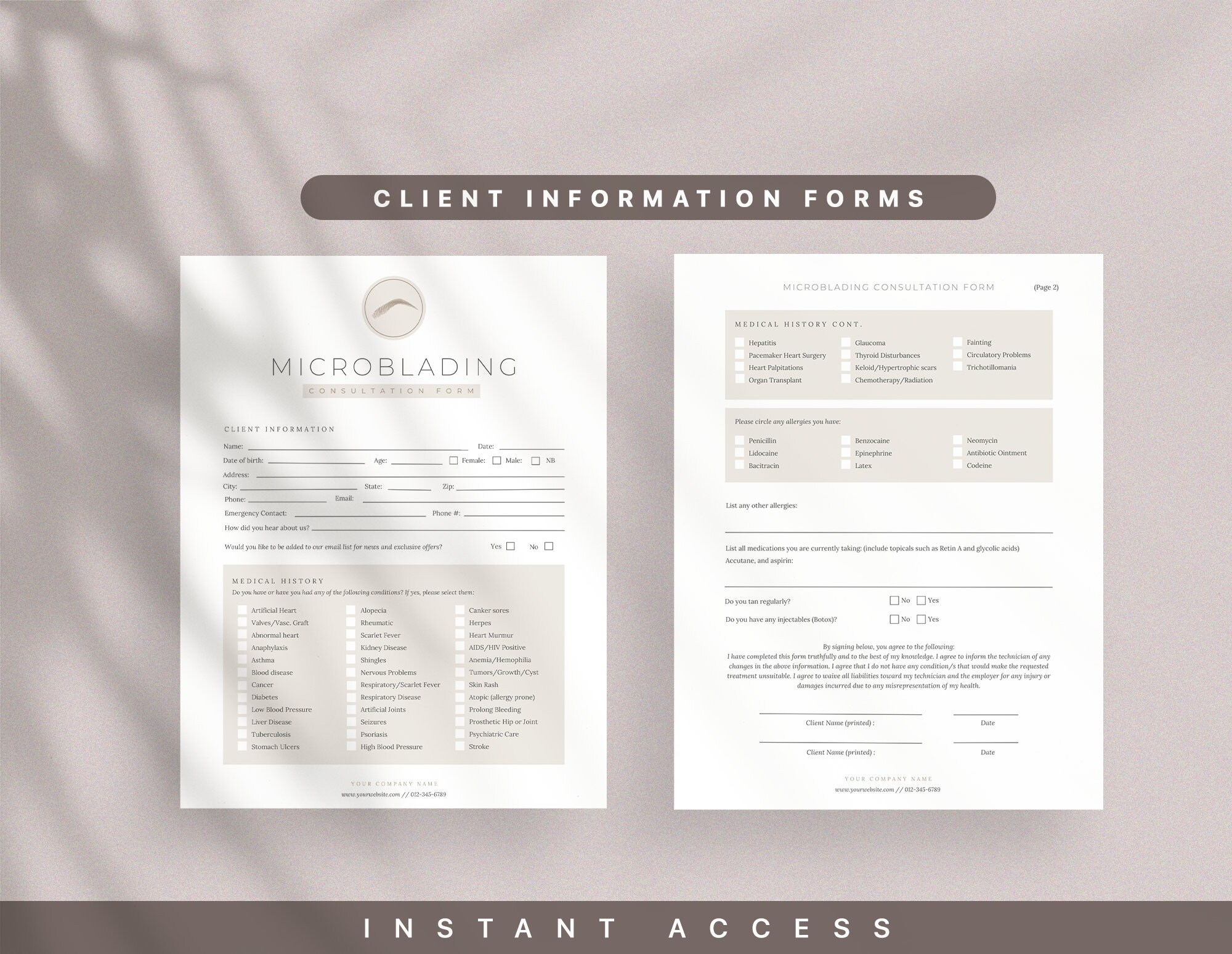 PMU Forms, Canva Microblading Forms, Editable Esthetician Templates ...