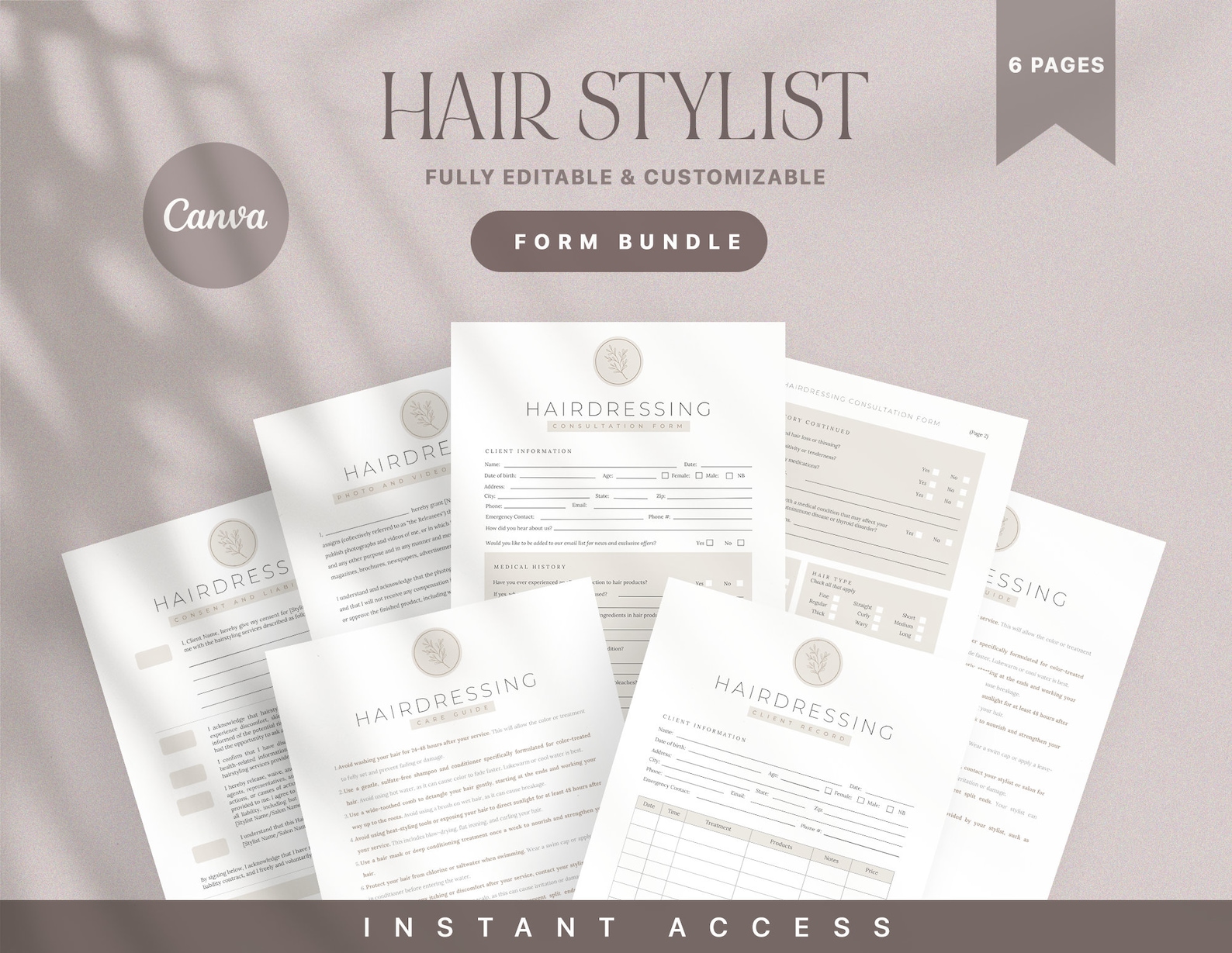 Hair Stylist Forms, Editable Hair Consent Templates, Hair Stylist ...