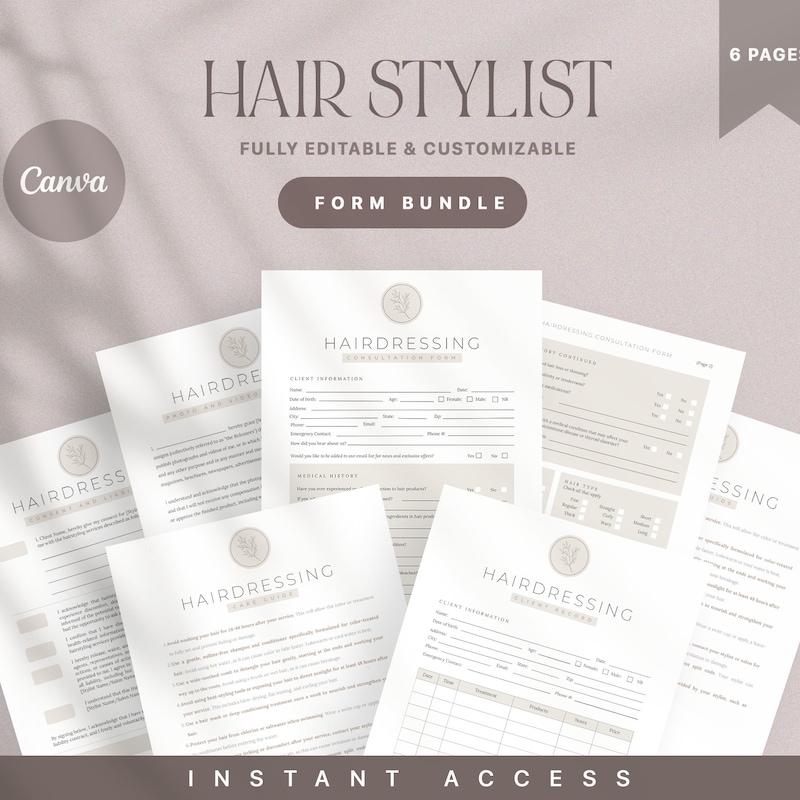 Hair Salon Forms - Etsy