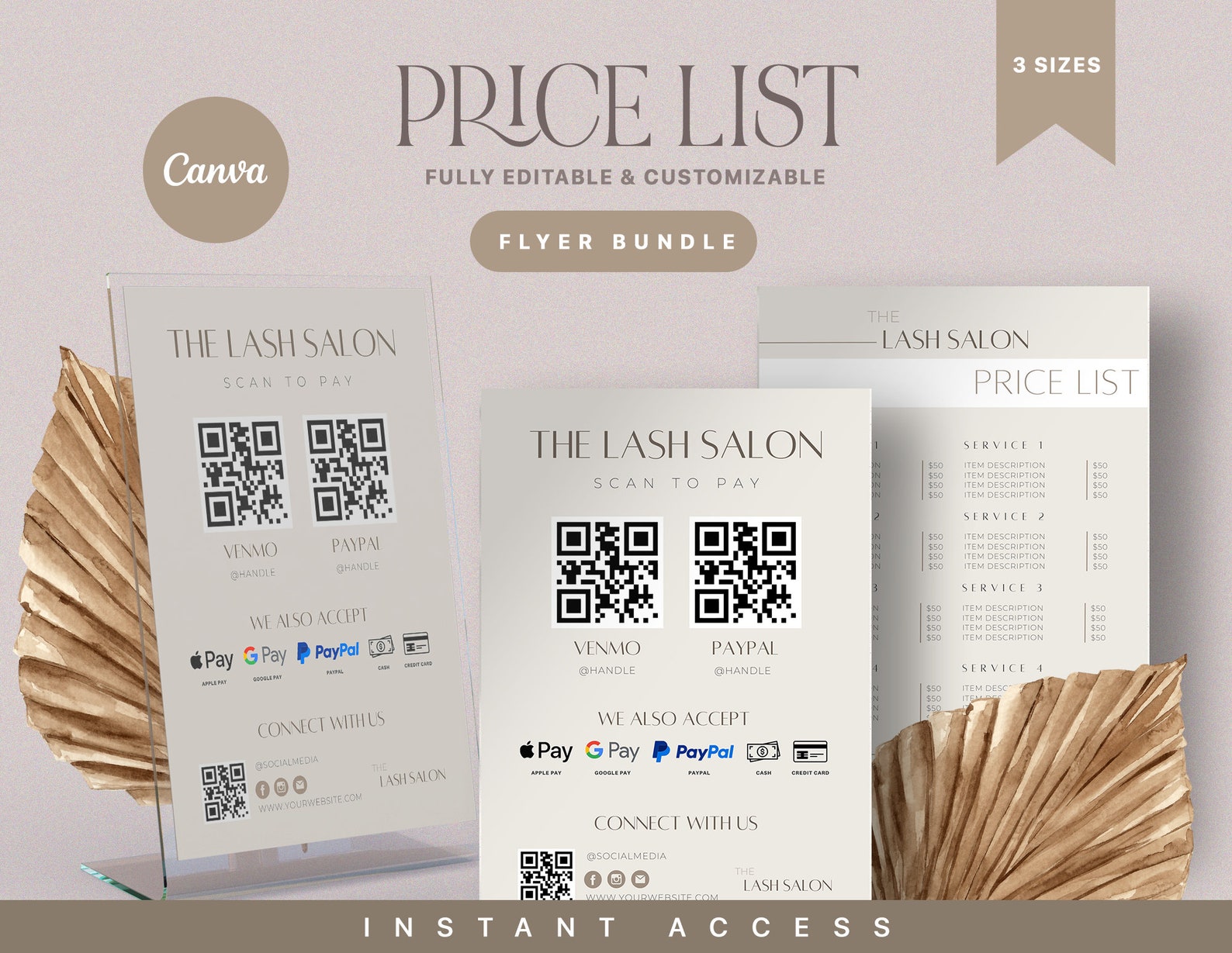 Canva Neutral Lash Price List Design Templates, Pre Made Lash Price ...