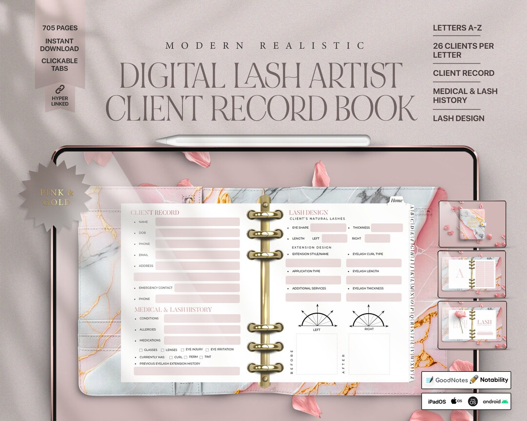 Easy Client Records Book Appointment Planner Lash Tech Planner Editable ...